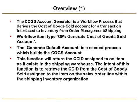Cogs Account Generator Workflow Customization Ppt Business And Finance