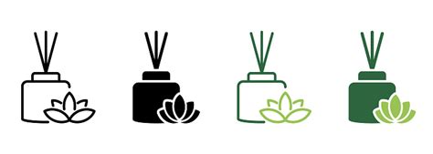 향기로운 갈대 디퓨저 오일 실루엣과 라인 아이콘 아로마 테라피 픽토그램 아로마와 향기 테라피는 유리 아이콘에 붙어 있습니다 편집 가능한 스트로크 격리된 벡터 일러스트 레이