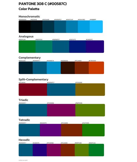 Pantone 308 C Color Palettes