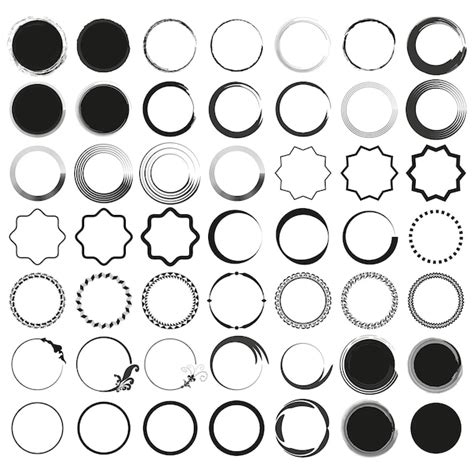 Circle Frames Icon Set Of Round Borders Geometric Black Symbols Vector Collection Premium Ai