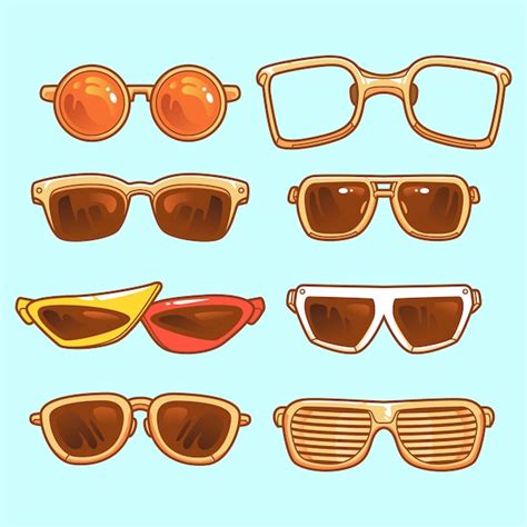 Premium Vector A Set Of Retro Glasses