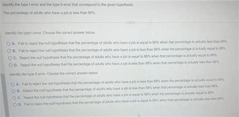 identify the type l error and the type ii error that