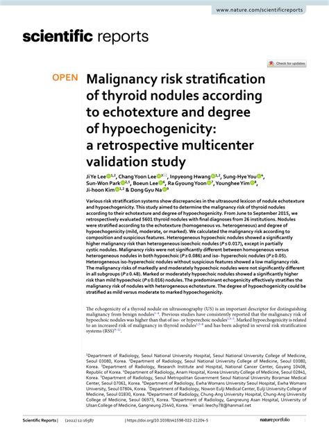 Pdf Malignancy Risk Stratification Of Thyroid Nodules According To