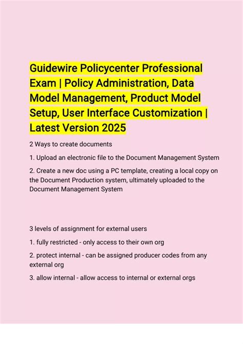 Guidewire Policycenter Professional Exam Policy Administration Data Model Management Product