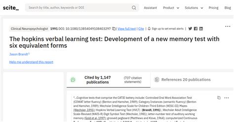 The Hopkins Verbal Learning Test Development Of A New Memory Test With Six Equivalent Forms