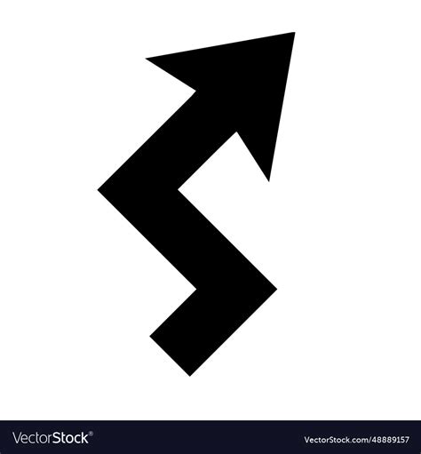 Wavy Arrow Glyph Icon Direction Pointer Sign Vector Image