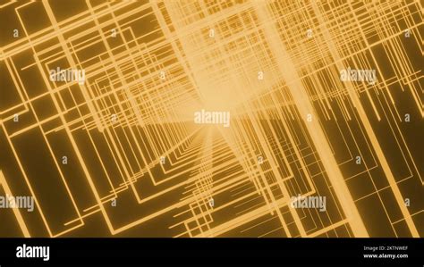 Animation With Rotating Square Tunnel Design Neon Linear Squares In