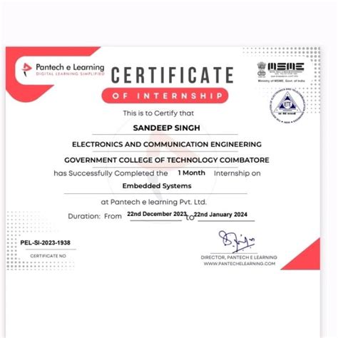 Sandeep Singh On Linkedin Internshipcompletion Embeddedsystems