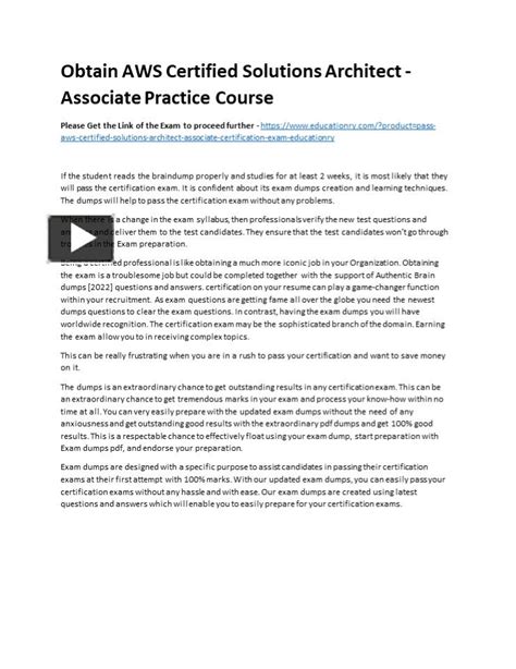 Ppt Obtain Aws Certified Solutions Architect Associate Practice Course Powerpoint