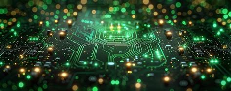 Premium Photo Glowing Green Circuit Board Design Background