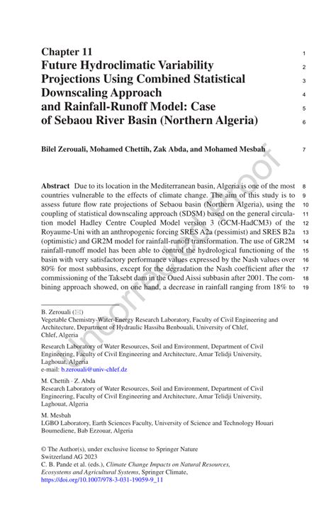 Pdf Future Hydroclimatic Variability Projections Using Combined Statistical Downscaling