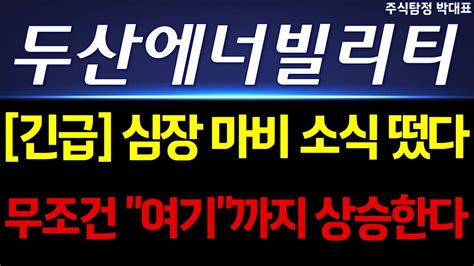 두산에너빌리티 주가 전망 긴급 심장 마비 소식 떴다 무조건 여기까지 상승한다 Youtube