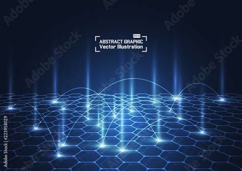 Abstract Blue Hexagons Pattern Background For Network Connection Concept