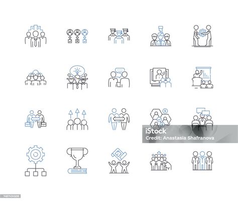 길드 라인 아이콘 모음입니다 커뮤니티 우정 동맹 팀워크 충성도 지원 단결 벡터 및 선형 그림 형제애 자매애 회원 개요 표지판 세트 Fraternity에 대한 스톡 벡터 아트