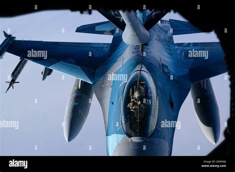A Us Air Force F 16 Fighting Falcon Receives Fuel From The 168th Air