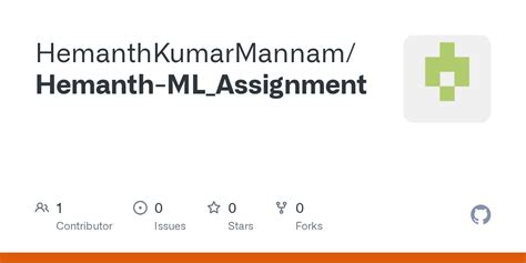 Github Hemanthkumarmannamhemanth Mlassignment · Github