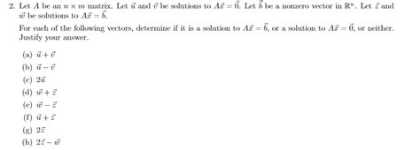 solved 2 let a be an n×m matrix let u and v be solutions