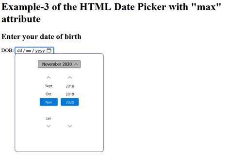 Html Date Picker Tpoint Tech