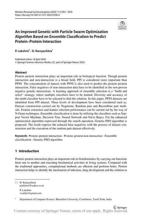 an improved genetic with particle swarm optimization algorithm based on ensemble classification