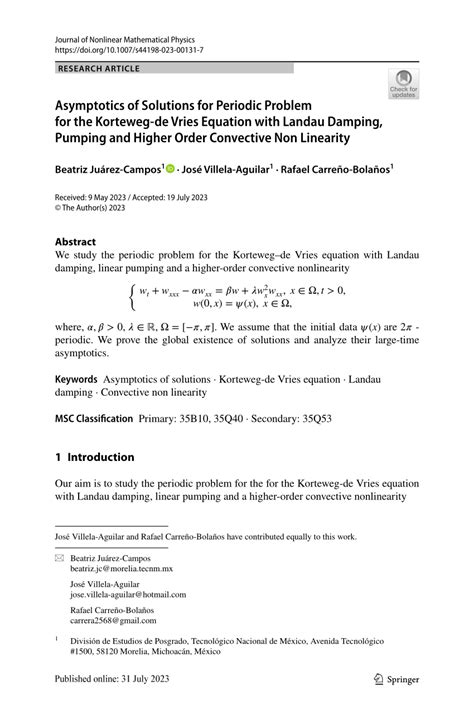 Pdf Asymptotics Of Solutions For Periodic Problem For The Korteweg De