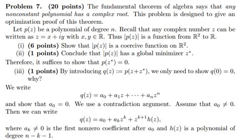 Solved Problem Points The Fundamental Theorem Of Chegg