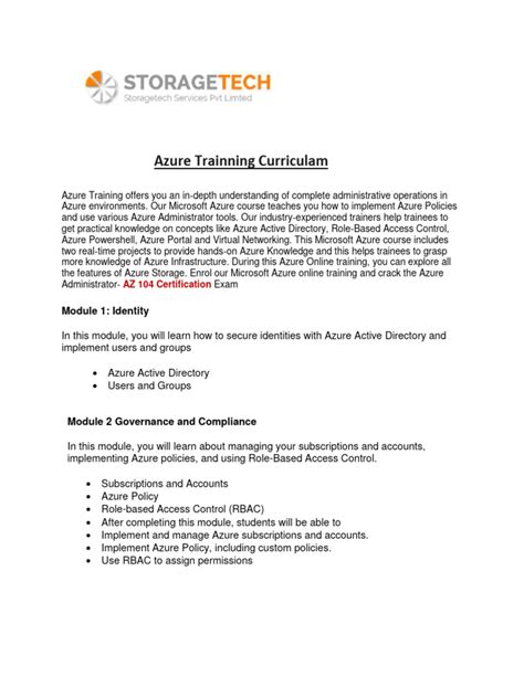 Azure Training Curriculam Pdf Microsoft Azure Computer Network