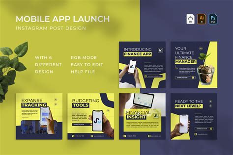 Mobile App Launch Instagram Post By Vunira Thehungryjpeg