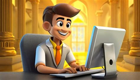Premium Photo 3d Rendering Of Cartoon Like Man Working On Computer