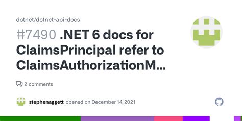 Net 6 Docs For Claimsprincipal Refer To Claimsauthorizationmanager Which Does Not Exist In Net