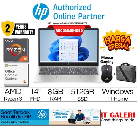Jual Laptop Hp Em Au Em Au Amd Ryzen U Ram Gb Atau Gb Ssd Gb Layar Fhd