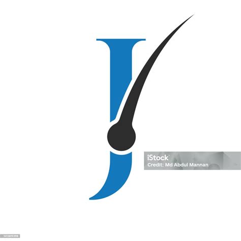 J 편지 벡터 템플릿에 헤어 트리트먼트 로고 피부과 로고 디자인 헤어 케어 치료 비듬 방지 플레이크 아이콘 비듬 방지 오일 기호 건강관리와 의술에 대한 스톡 벡터 아트 및