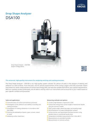 Drop Shape Analyzer DSA KRÜSS GmbH PDF Catalogs Technical Documentation Brochure