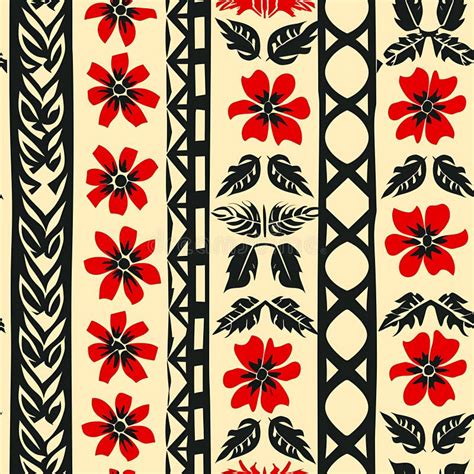 Samoan Inspired Tile In Red And Black Seamless Stock Illustration Illustration Of Circle