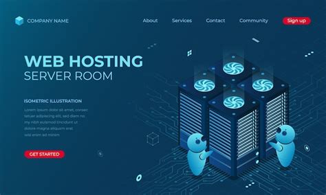 Premium Vector Isometric Web Hosting Landing Page Concept Concept Of