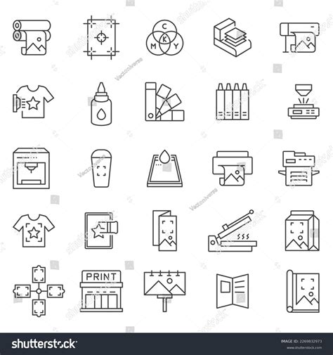 Printing Icon Set Digital Offset Linear Stock Vector Royalty Free 2269832973 Shutterstock