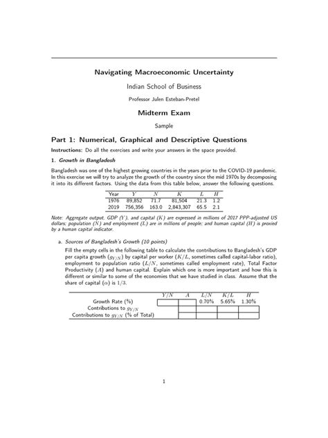Midterm Exam Sample Updated 0618 Pdf Macroeconomics Unemployment