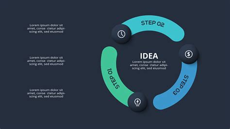 3가지 요소 프리젠테이션 벡터 일러스트레이션이 포함된 창의적인 인포그래픽 검은색 배경에 웹용 템플릿입니다 0명에 대한 스톡 벡터 아트 및 기타 이미지 Istock