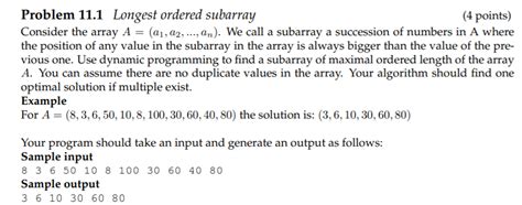 Solved Problem 111 Longest Ordered Subarray 4 Points