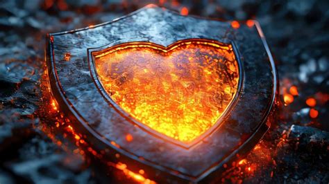 A Glowing Digital Shield On A Cybernetic Surface Symbolizing Cybersecurity Data Protection