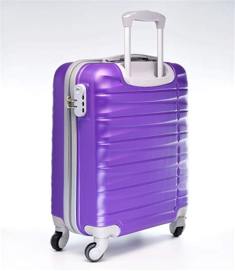 Куфар за ръчен багаж 55 40 20 см за Rayanair и Wizzair лек със свалящи се колелца лилав