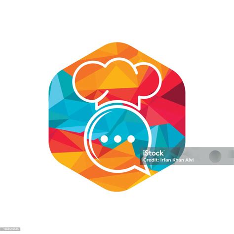 셰프 토크 벡터 로고 디자인 모자 밥솥과 채팅 기호의 그림 공동체에 대한 스톡 벡터 아트 및 기타 이미지 공동체 기포