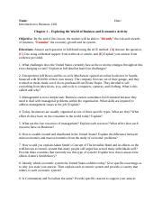 Chapter Exploring The World Of Business And Economics Activity Docx Name Introduction