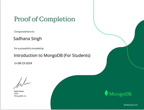 Sadhana Singh On Linkedin Mongodb Certification Nosql Database Professionaldevelopment
