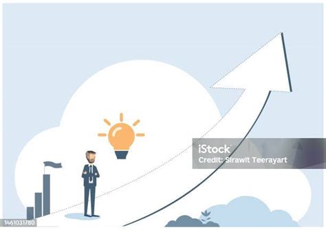 화살표에 서 있는 사업가 비즈니스 개념의 벡터 그림 스톡 일러스트레이션 성인 화살표 기호 포부 생각 배경 등정에 대한 스톡 벡터 아트 및 기타 이미지 Istock