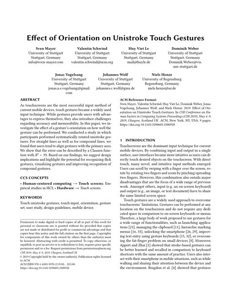 Pdf Effect Of Orientation On Unistroke Touch Gestures