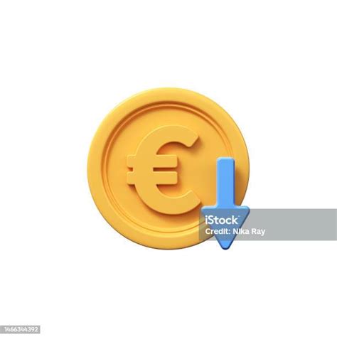아래쪽 화살표가 있는 황금 유로 동전 경제 금융 돈 투자 기호 3d 통화 쇠퇴 아이콘입니다 가격에 대한 스톡 사진 및 기타 이미지 Istock