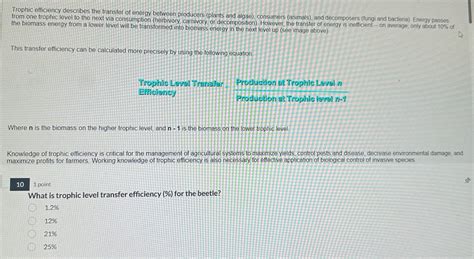 Solved Trophic Efficiency Describes The Transfer Of Energy