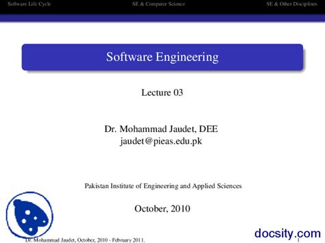 software life cycle design and processes in software engineering lecture slides docsity