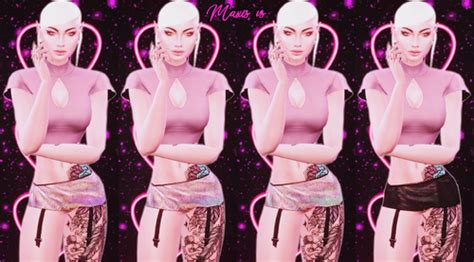 Holographic Snake Print Va Jay Jay Skirt With Garters Maxis Mesh Clothing LoversLab