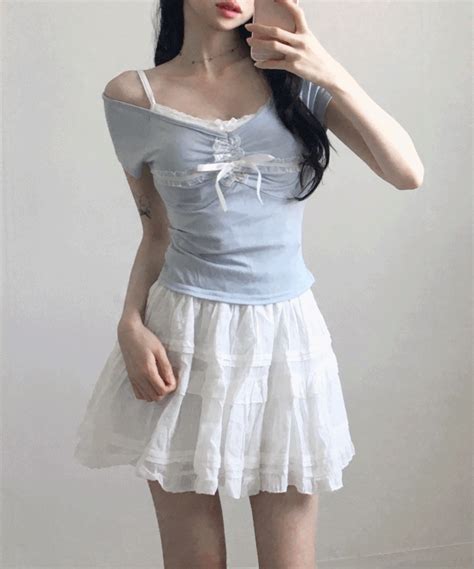 [여리핏] 캉캉 펀칭 레이스 미니스커트 2color 에이블리